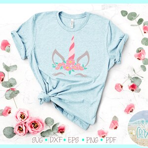 Unicorn Face With Flowers Eyelashes SVG Files for Cricut Silhouette ...