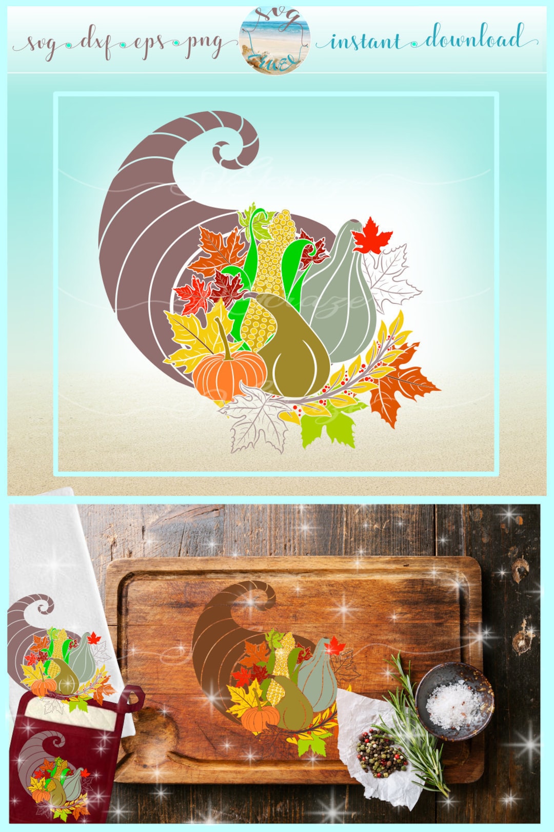 Thanksgiving Cornucopia SVG Files for Cricut Silhouette - Dxf Eps Pdf ...