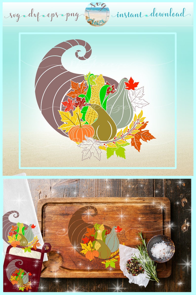 Thanksgiving Cornucopia SVG Files for Cricut Silhouette Dxf - Etsy