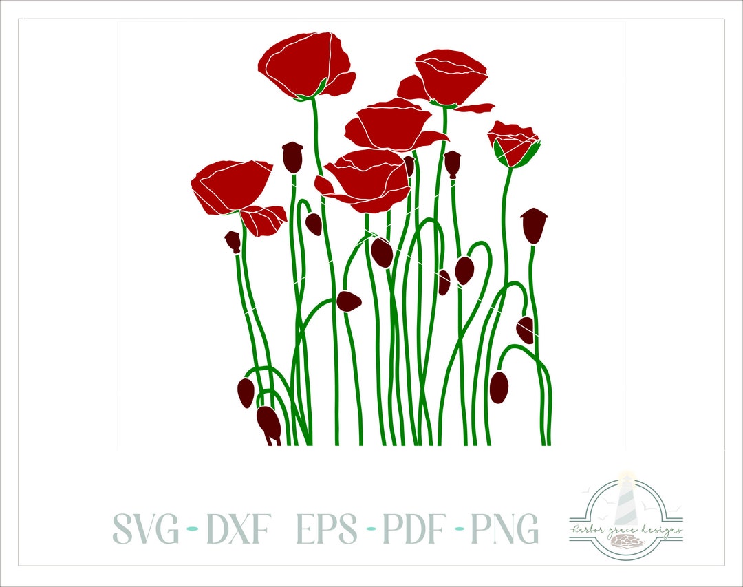 Poppies SVG, Wildflowers SVG, Flower SVG Files for Cricut Silhouette ...