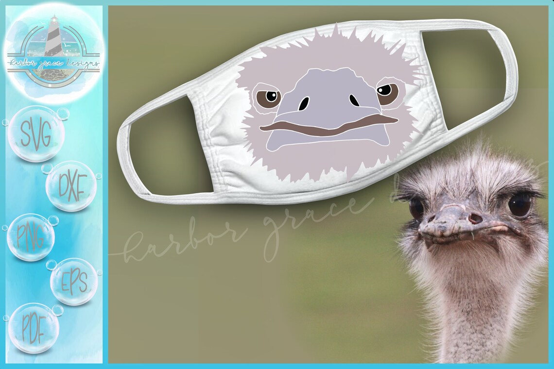 Ostrich Face Mask SVG Files for Cricut Silhouette Dxf Eps - Etsy