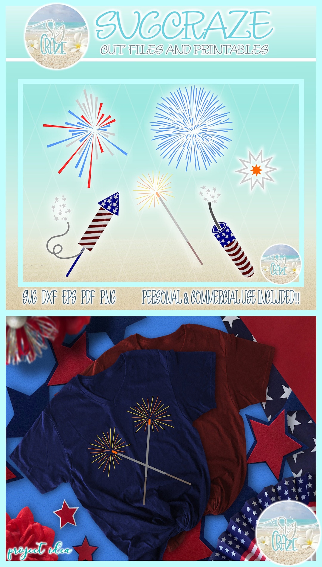 Firecrackers Fireworks Bundle SVG Dxf Eps Pdf PNG Files for Cricut ...
