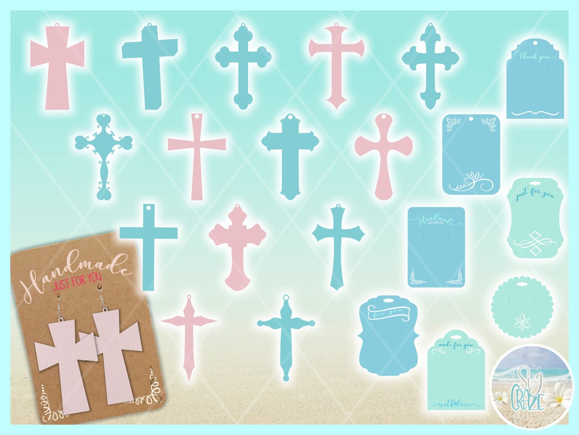 Cross Earring Template Bundle Faux Leather Pendant Necklace - Etsy