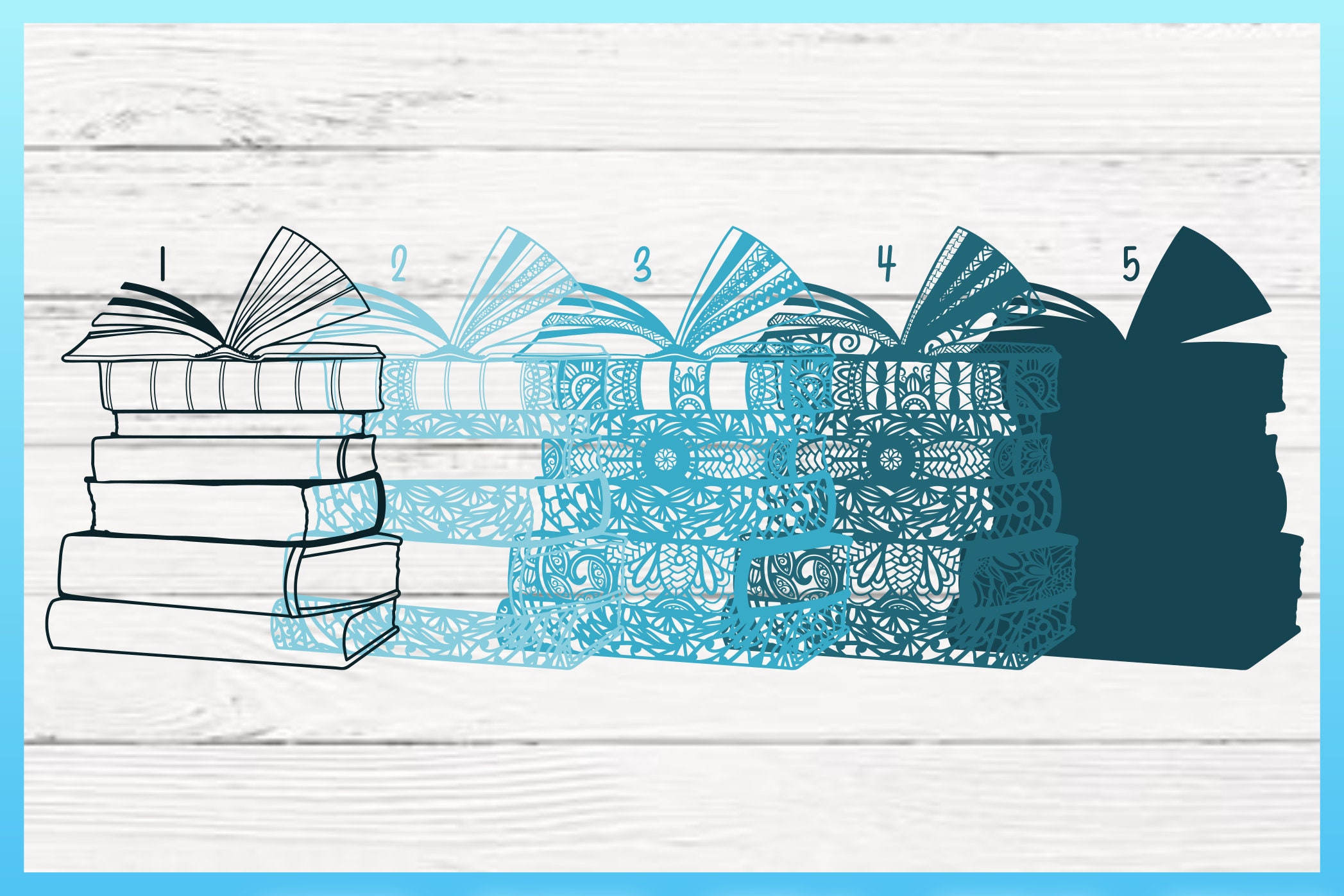 3D Layered Design 3D Stack of Books Mandala SVG Multi - Etsy