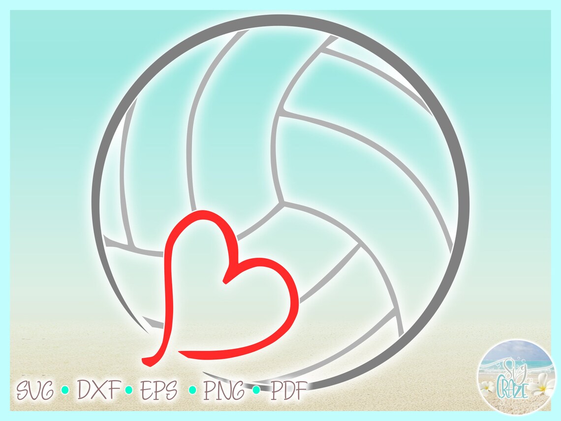 Volleyball With Heart Sports Enthusiast SVG Files for Cricut Silhouette ...