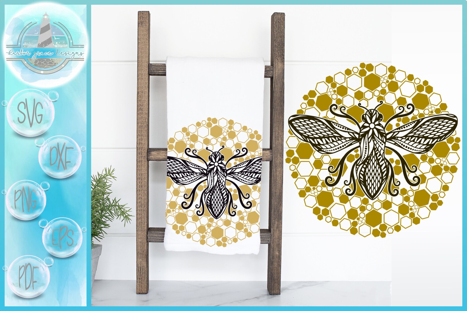 Bee Honeycomb Mandala Zentangle SVG Files for Cricut - Etsy