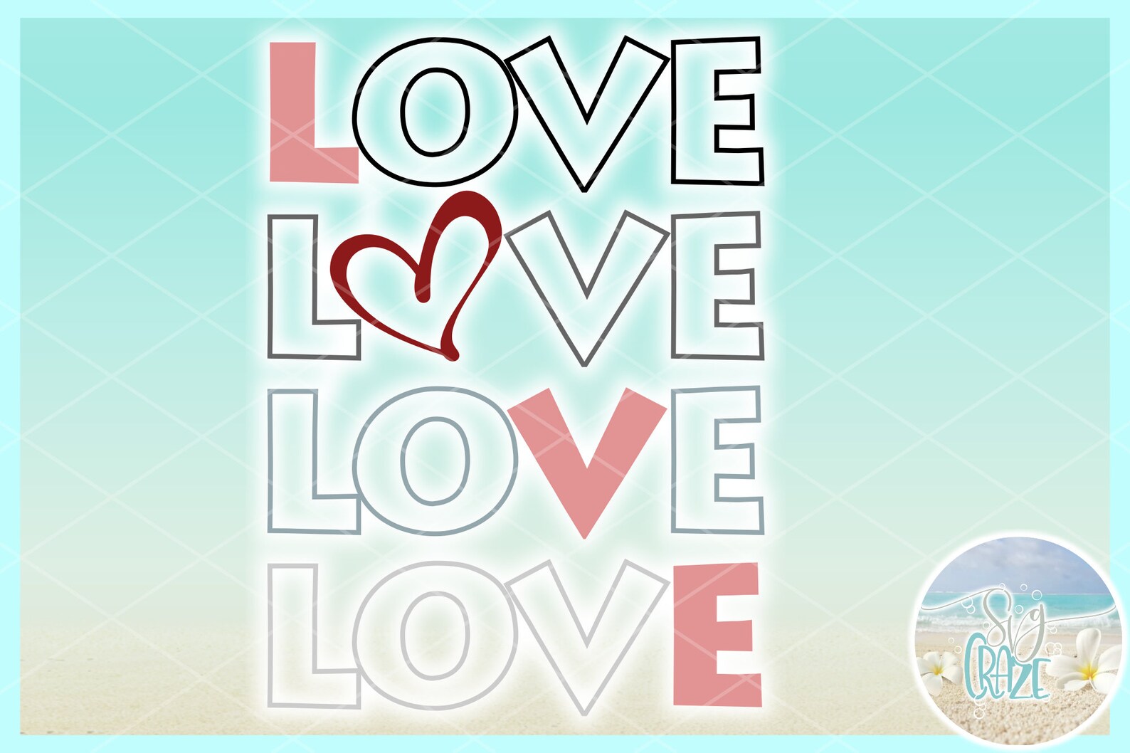 LOVE With Heart SVG Files for Cricut Silhouette Dxf Eps Pdf - Etsy