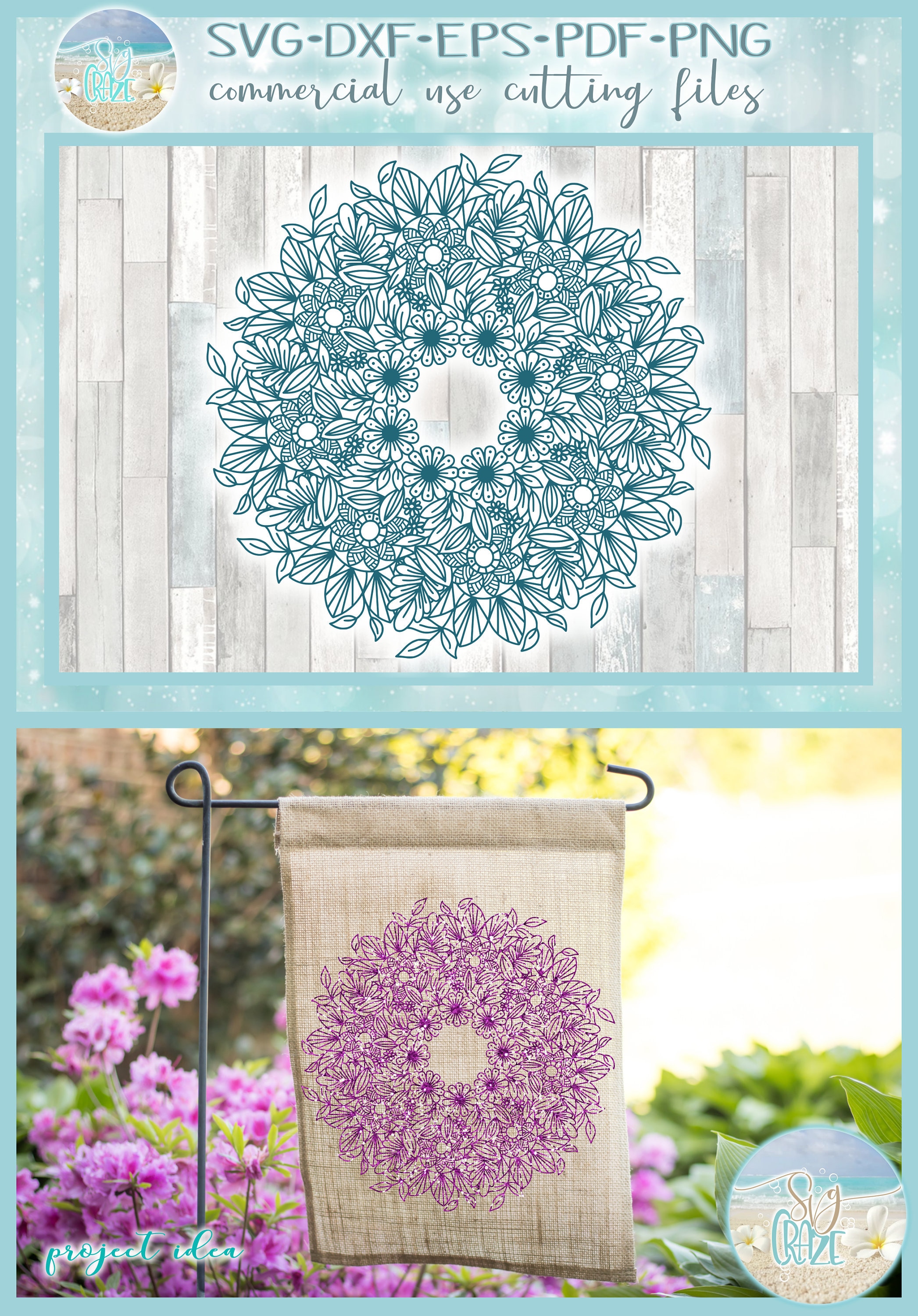 Hand Drawn Flower Floral Leaves Mandala Zentangle SVG Files | Etsy