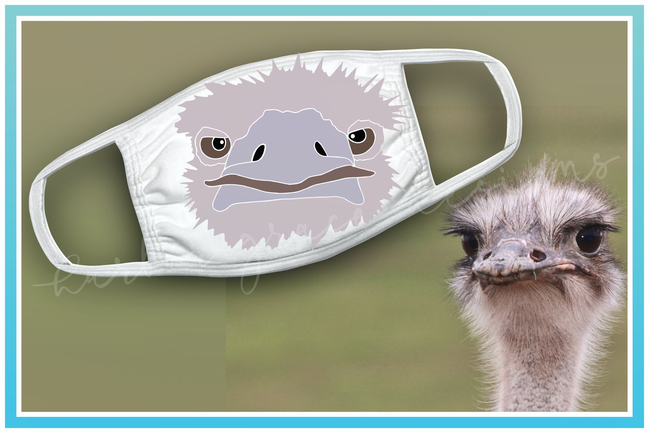 Ostrich Face Mask SVG Files for Cricut Silhouette Dxf Eps - Etsy