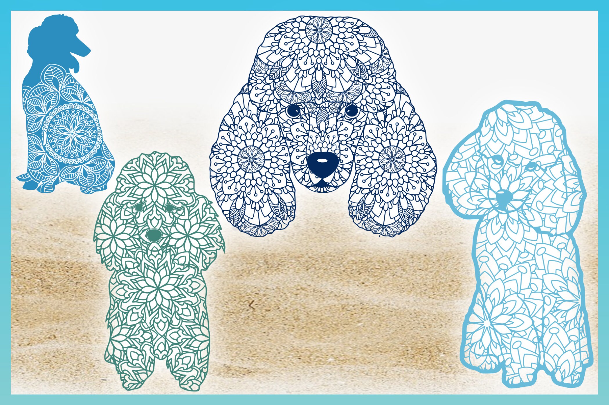 Poodle Mandala Zentangle Bundle SVG Files for Cricut Silhouette - Dxf ...