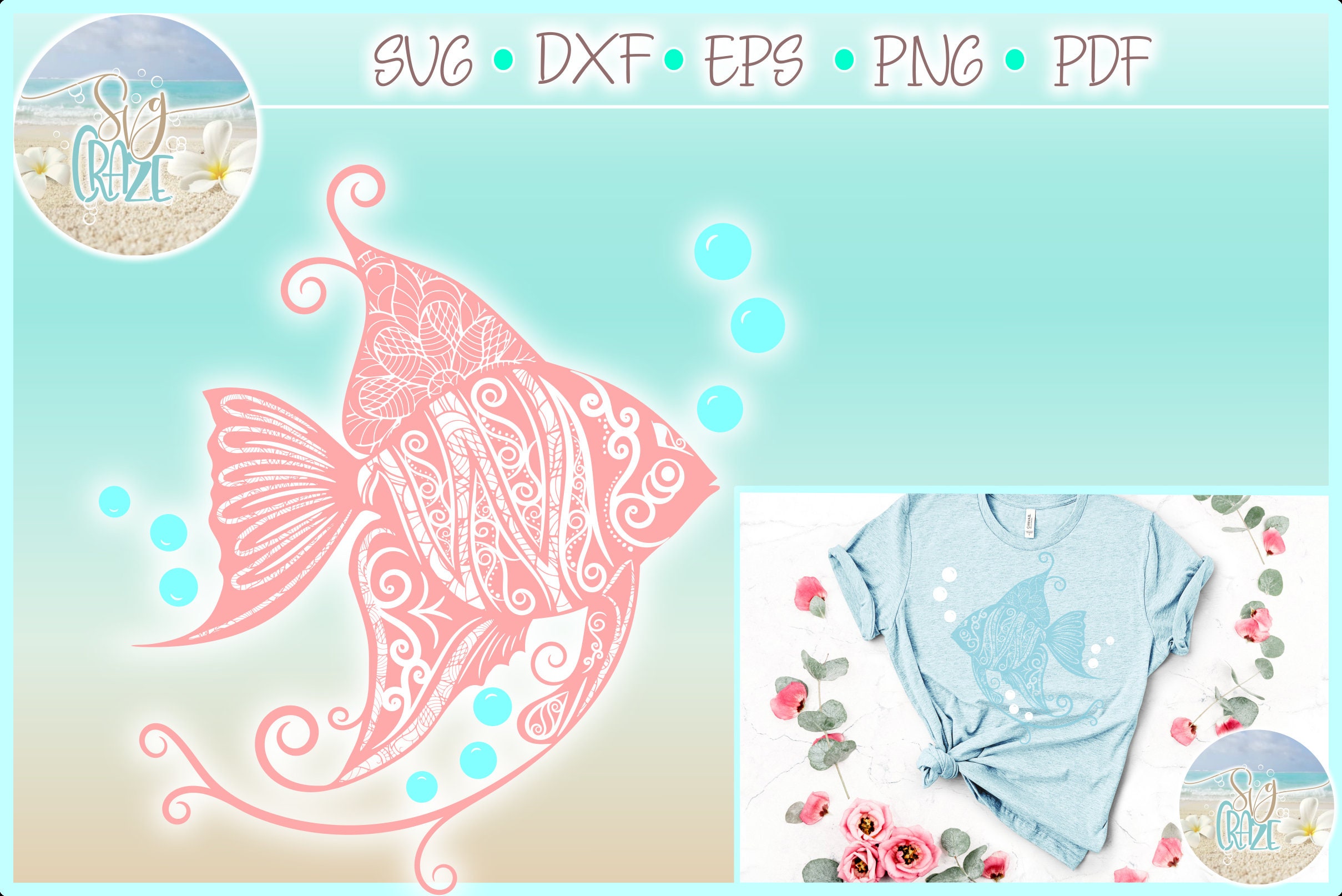 Angel Fish Mandala Zentangle SVG Files for Cricut Silhouette - Etsy