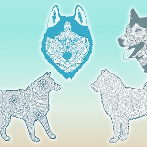 Siberian Husky Mandala Zentangle Bundle SVG Files for Cricut Silhouette ...
