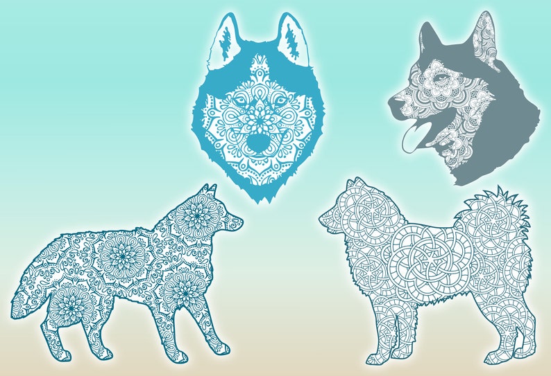 Siberian Husky Mandala Zentangle Bundle SVG Files for Cricut Silhouette ...