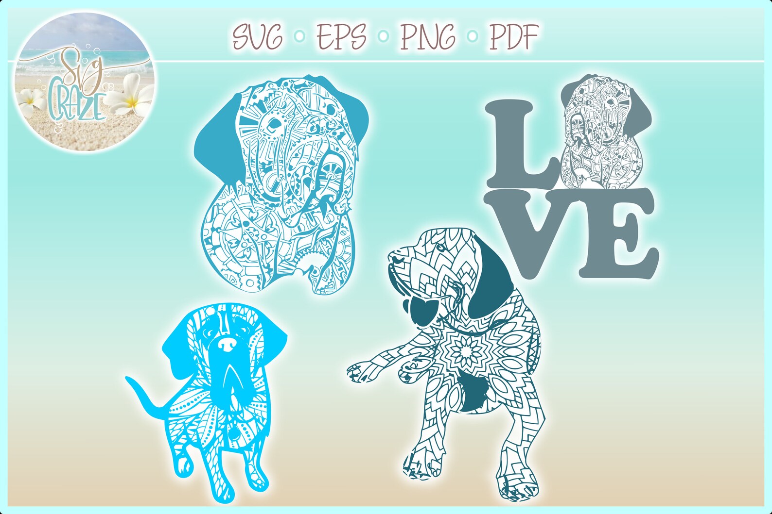 French Mastiff Mandala Zentangle Bundle SVG Files for Cricut Silhouette ...