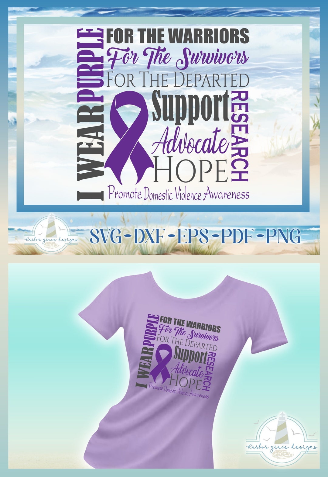I WEAR PURPLE, Domestic Violence Ribbon Svg, Promote DV Awareness ...