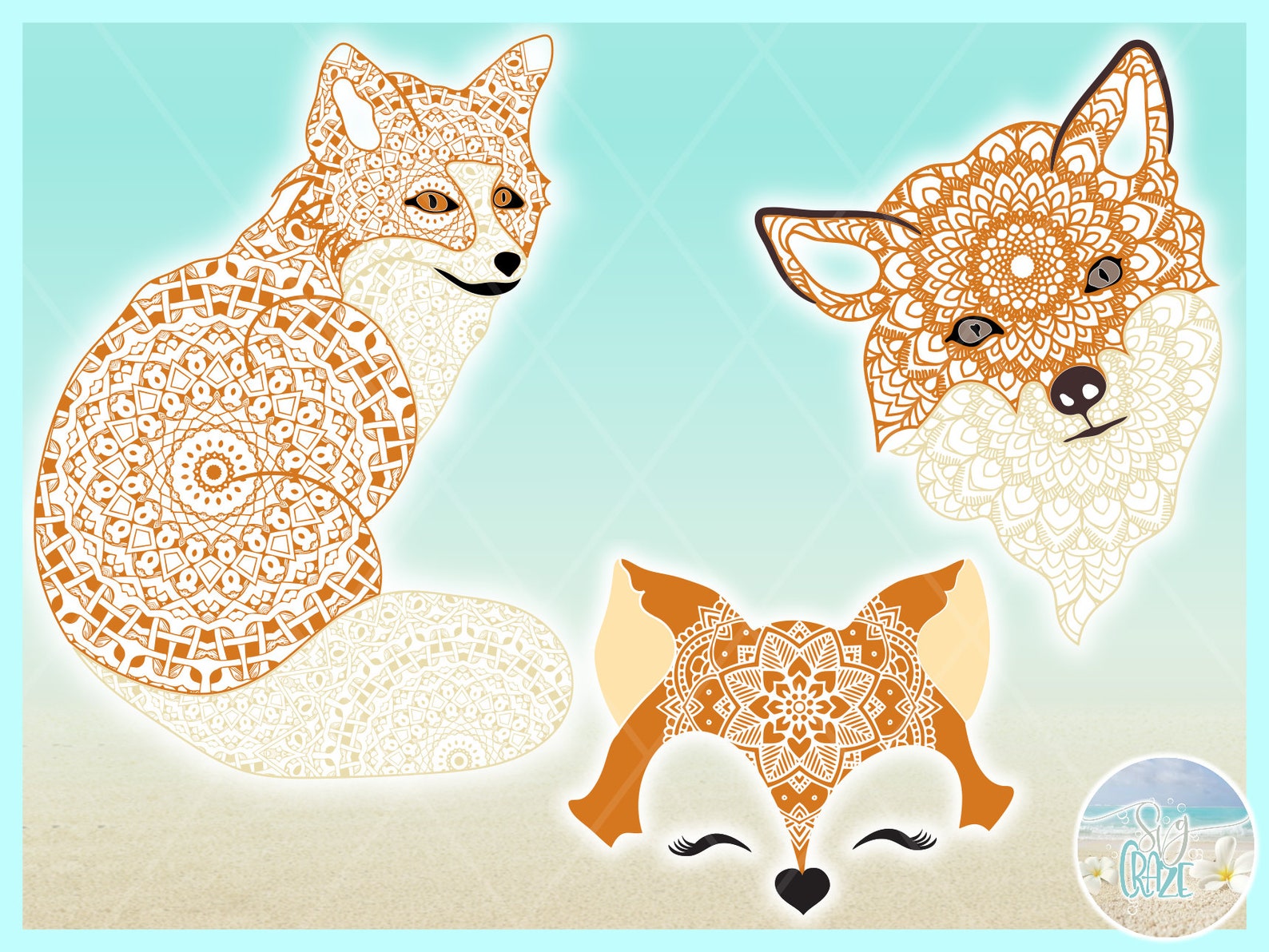 Fox Mandala Zentangle SVG Files for Cricut Silhouette - Dxf Eps Pdf Png ...