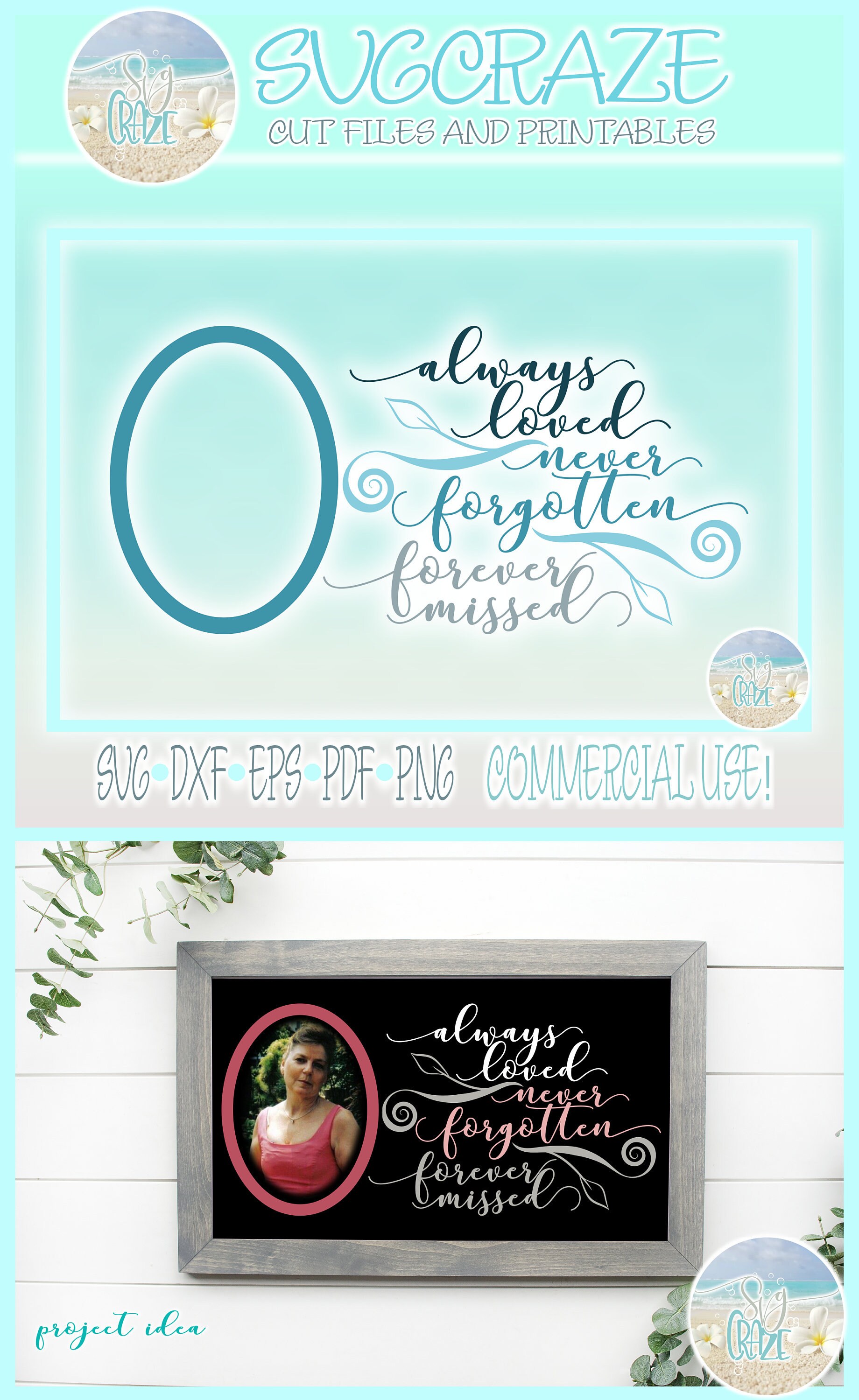 Always Loved Never Forgotten Forever Missed Memorial Quote SVG Files ...