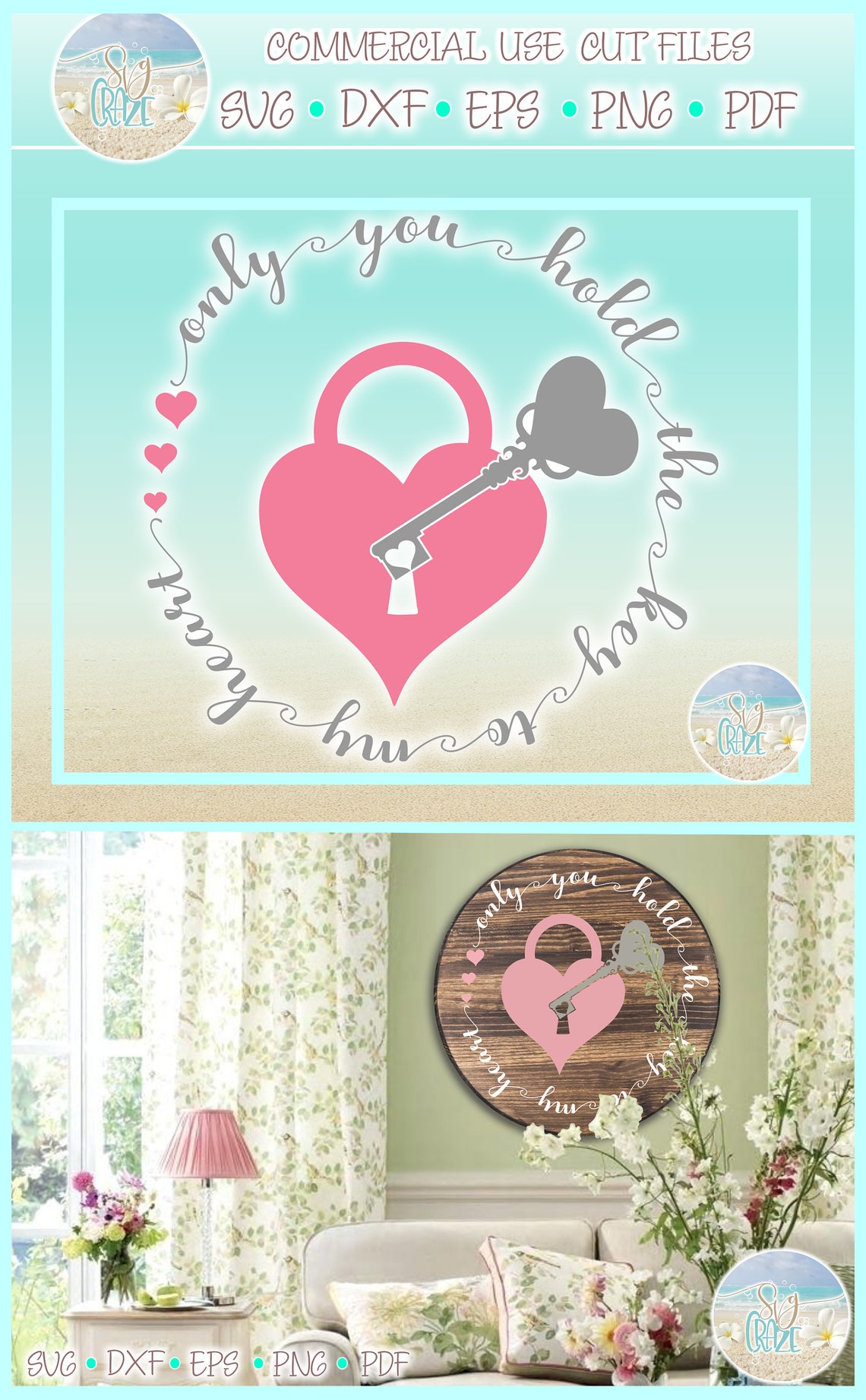 Only You Hold the Key to My Heart SVG Files for Cricut - Etsy