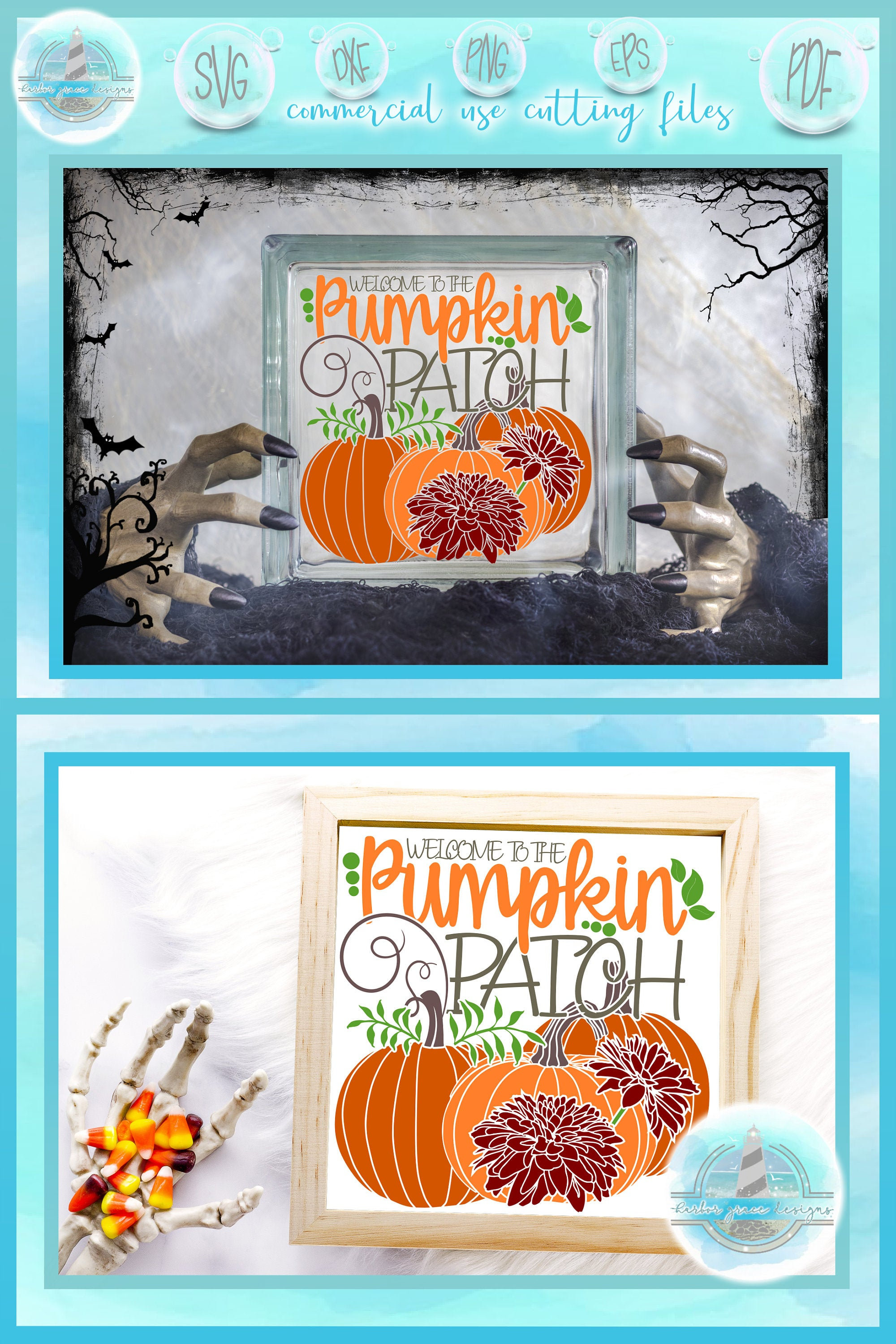 Welcome to the Pumpkin Patch Quote Square Glass Block Frame Design SVG ...