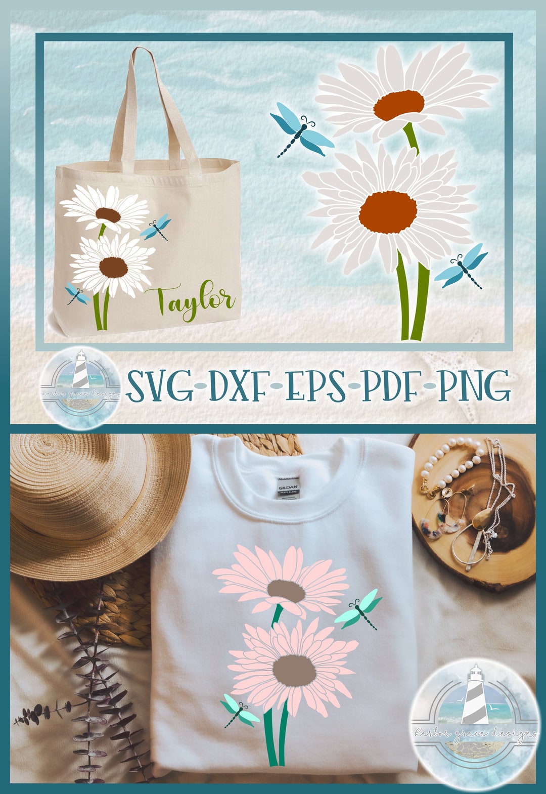 Daisies and Dragonflies SVG Files for Cricut Silhouette - Dxf Eps Pdf ...