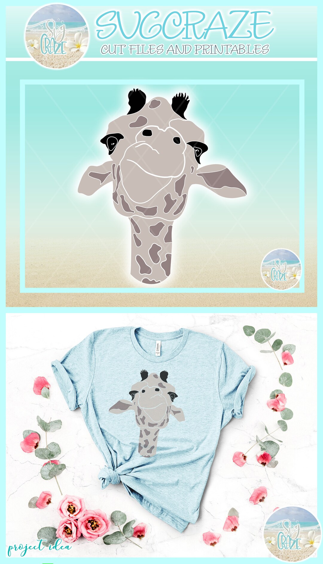 Cute Giraffe Face SVG Files for Cricut Silhouette - Dxf Eps Pdf Png ...