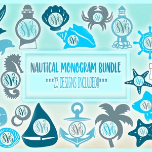 Nautical Monogram Bundle SVG Files for Cricut Silhouette - Dxf Eps Pdf ...
