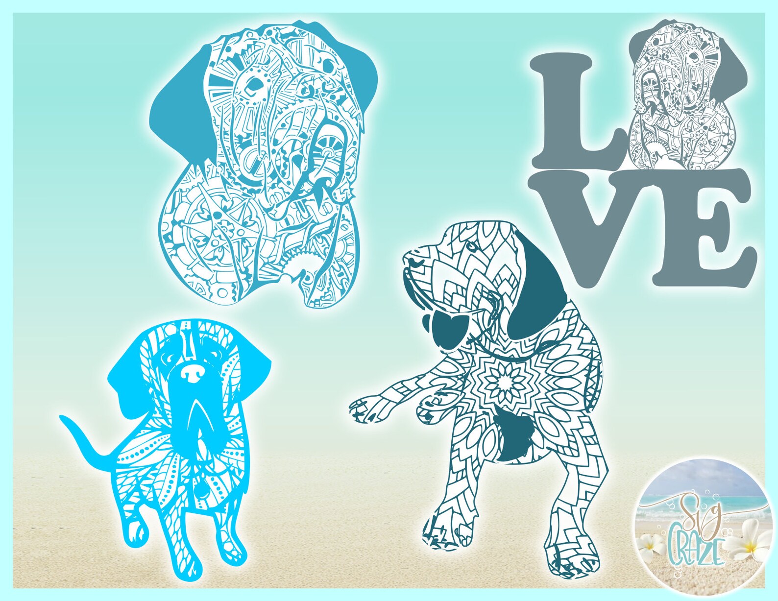 French Mastiff Mandala Zentangle Bundle SVG Files for Cricut Silhouette ...