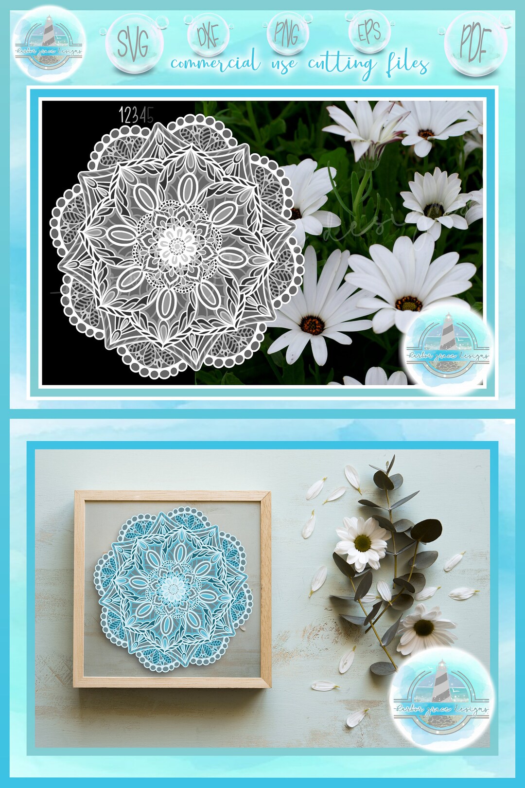 3D Layered Design | Flower Mandala SVG File | Multi Layered Mandala SVG ...