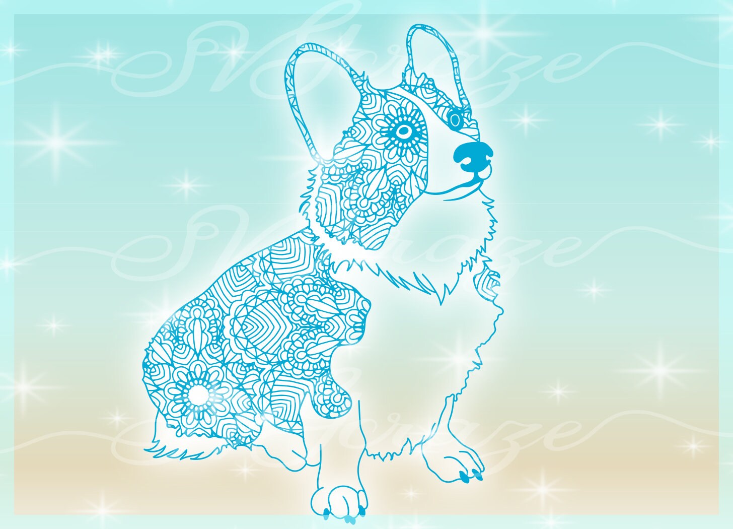 Pembroke Welsh Corgi Mandala Zentangle Bundle SVG Files for - Etsy
