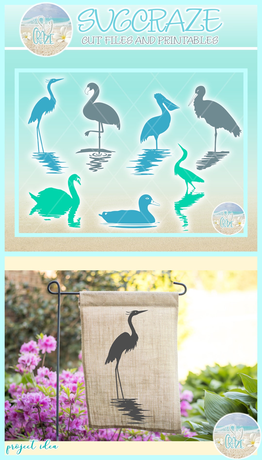 Birds in Water Silhouette Bundle SVG Files for Cricut Silhouette - Dxf ...