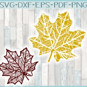 Fall Leaf Mandala Zentangle SVG Dxf Eps Pdf PNG Files for Cricut ...