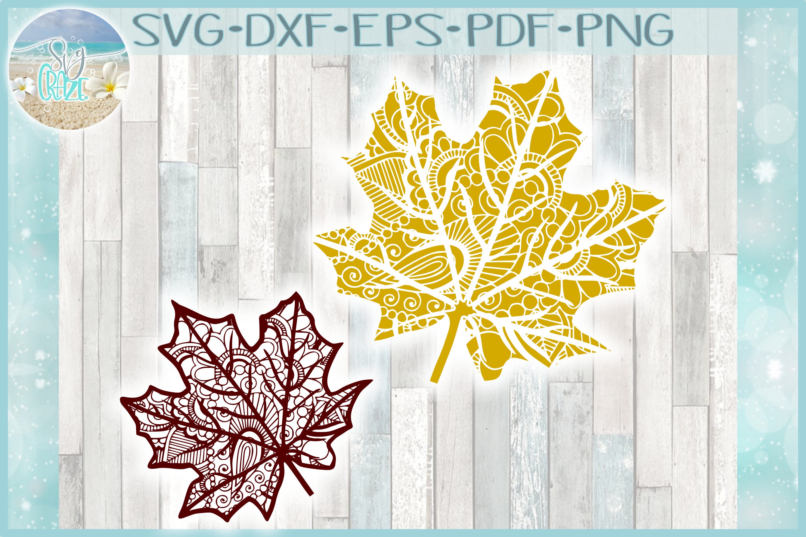 Fall Leaf Mandala Zentangle SVG Dxf Eps Pdf PNG Files for Cricut ...
