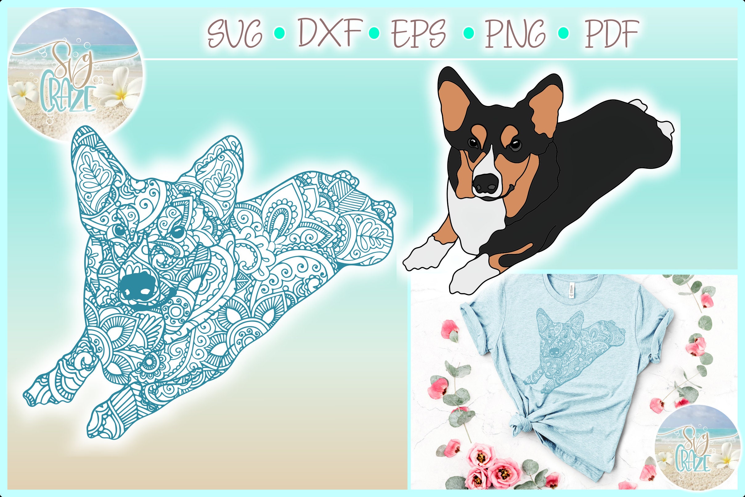 Corgi Dog Mandala Zentangle SVG Files for Cricut Silhouette - Dxf Eps ...