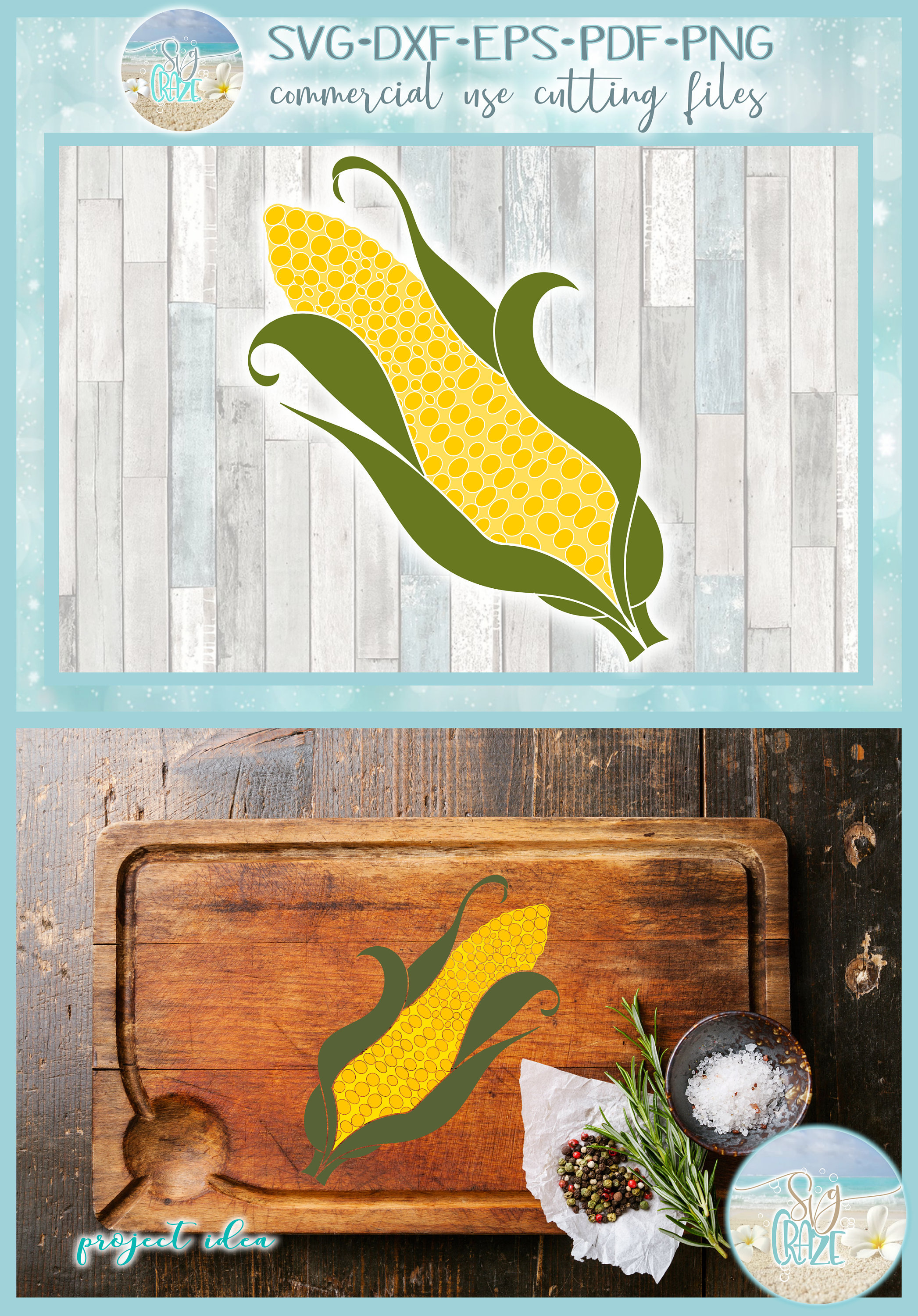 Thanksgiving Corn on the Cob SVG Files for Cricut Silhouette - Dxf Eps ...