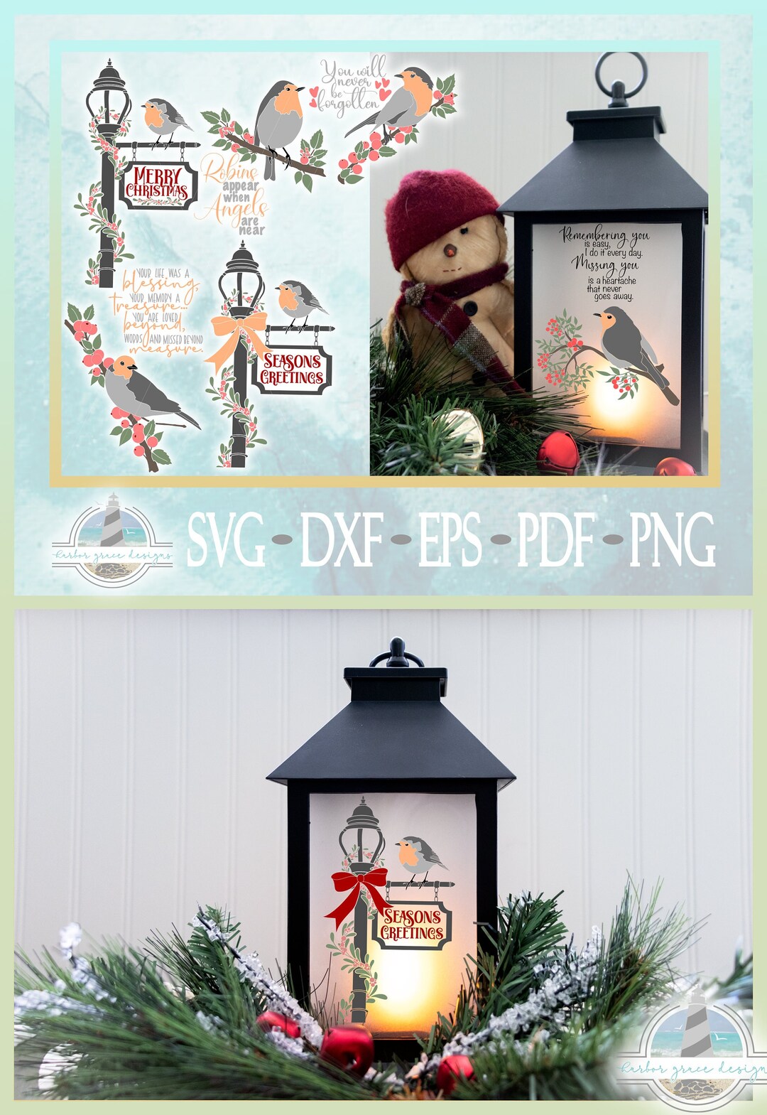 Robins and Memorial Quotes SVG Bundle - Christmas Robin SVG - Robin Svg ...