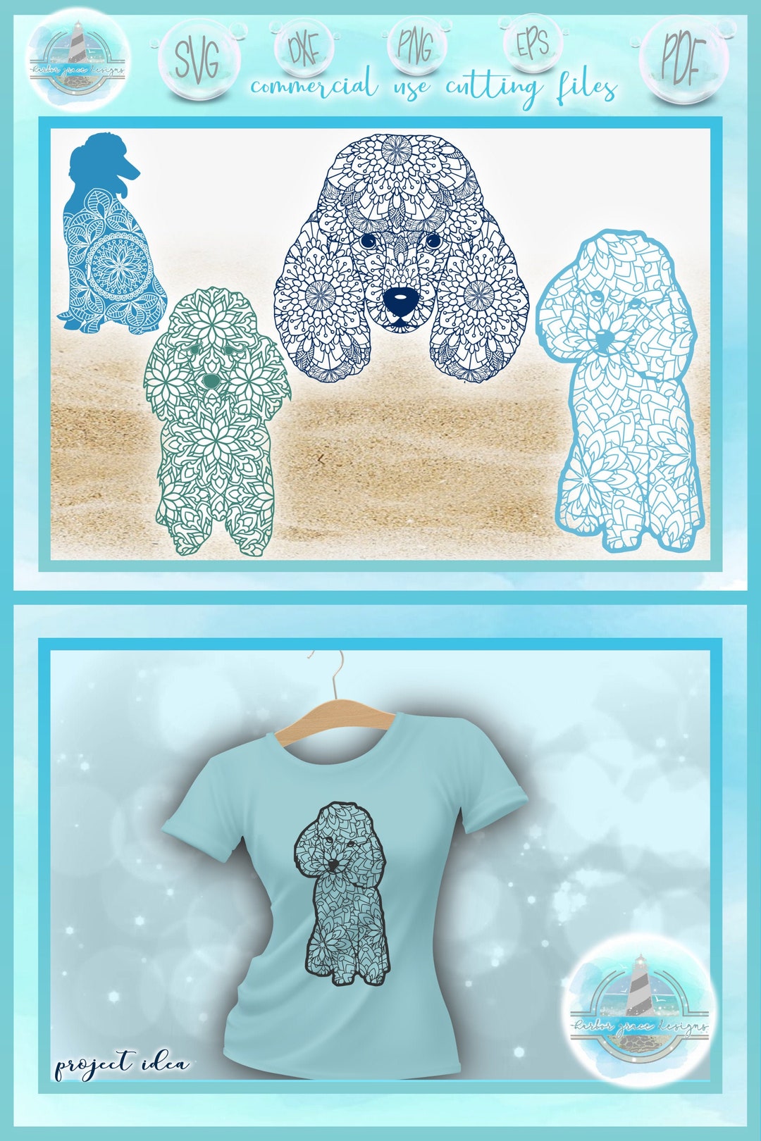 Poodle Mandala Zentangle Bundle SVG Files for Cricut Silhouette - Dxf ...