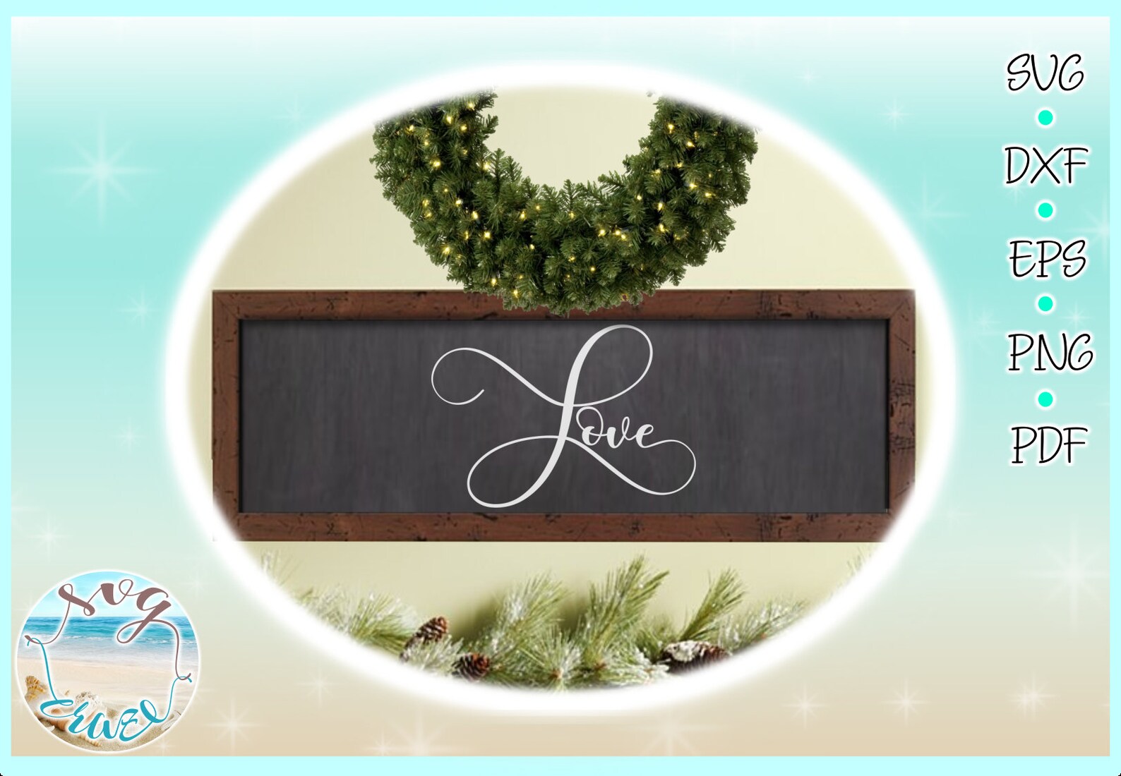 Love Horizontal Wood Sign SVG Files for Cricut Silhouette - Dxf Eps Pdf ...