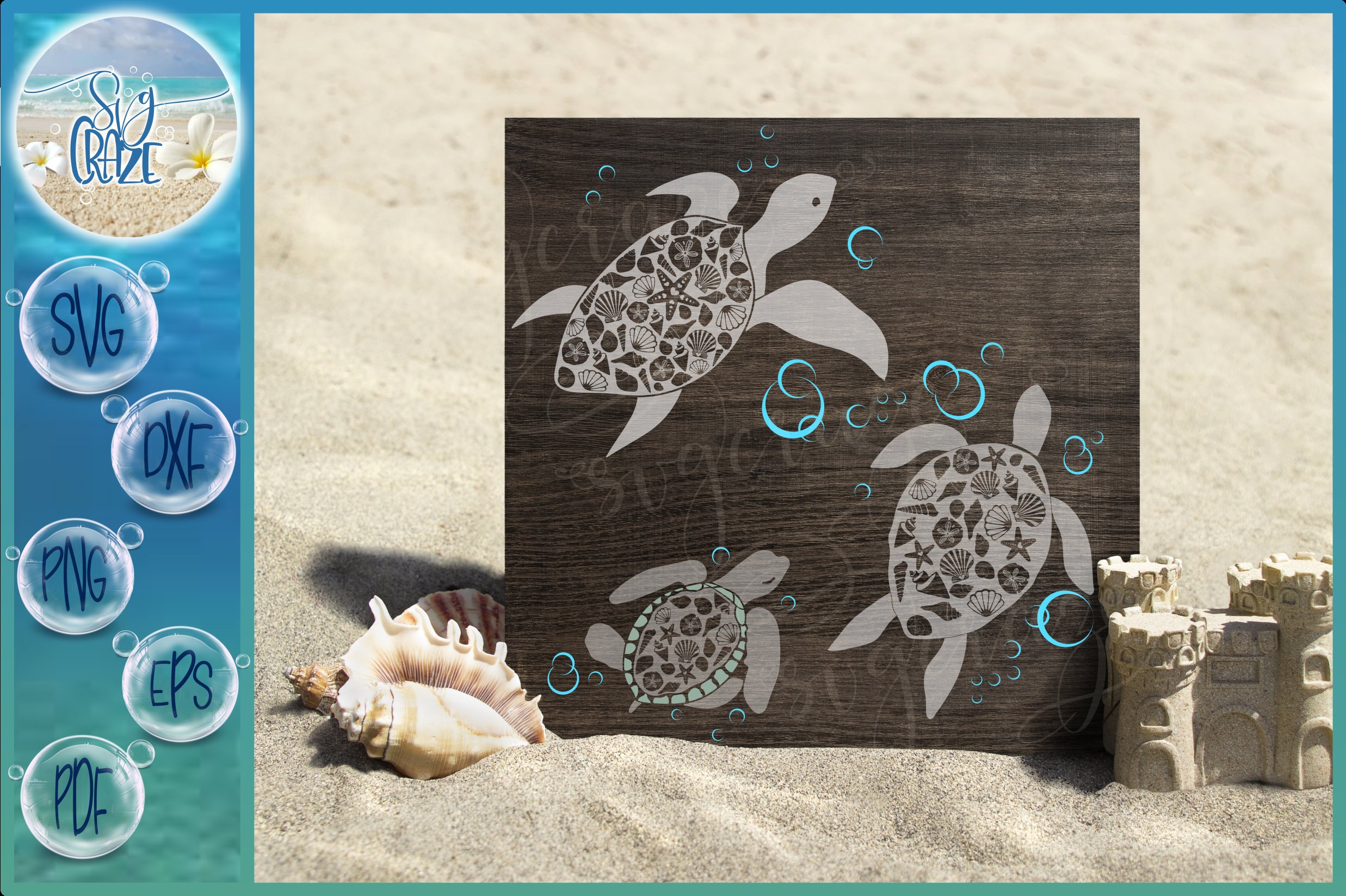 Seashell Turtle Family SVG Files for Cricut Silhouette Dxf - Etsy
