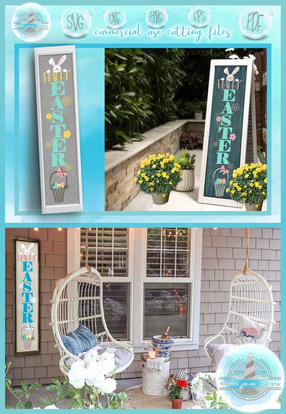 Happy Easter Tall Vertical Front Porch Sign Quote SVG Files | Etsy