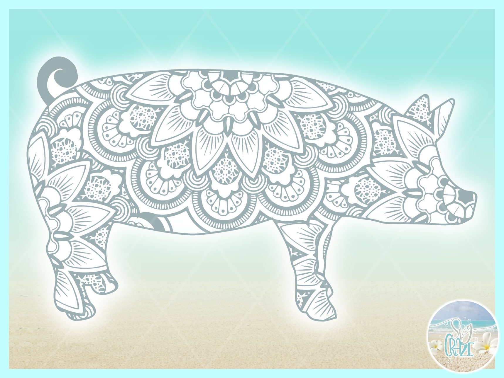 Pig Mandala Zentangle SVG Files for Cricut Silhouette Dxf - Etsy