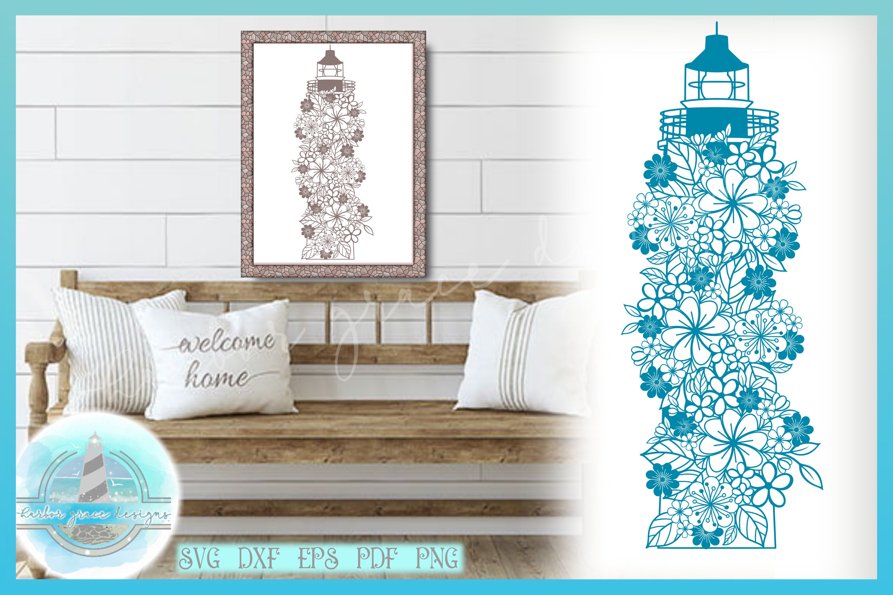 Lighthouse Floral Mandala Zentangle SVG Files for Cricut Dxf Eps Pdf ...
