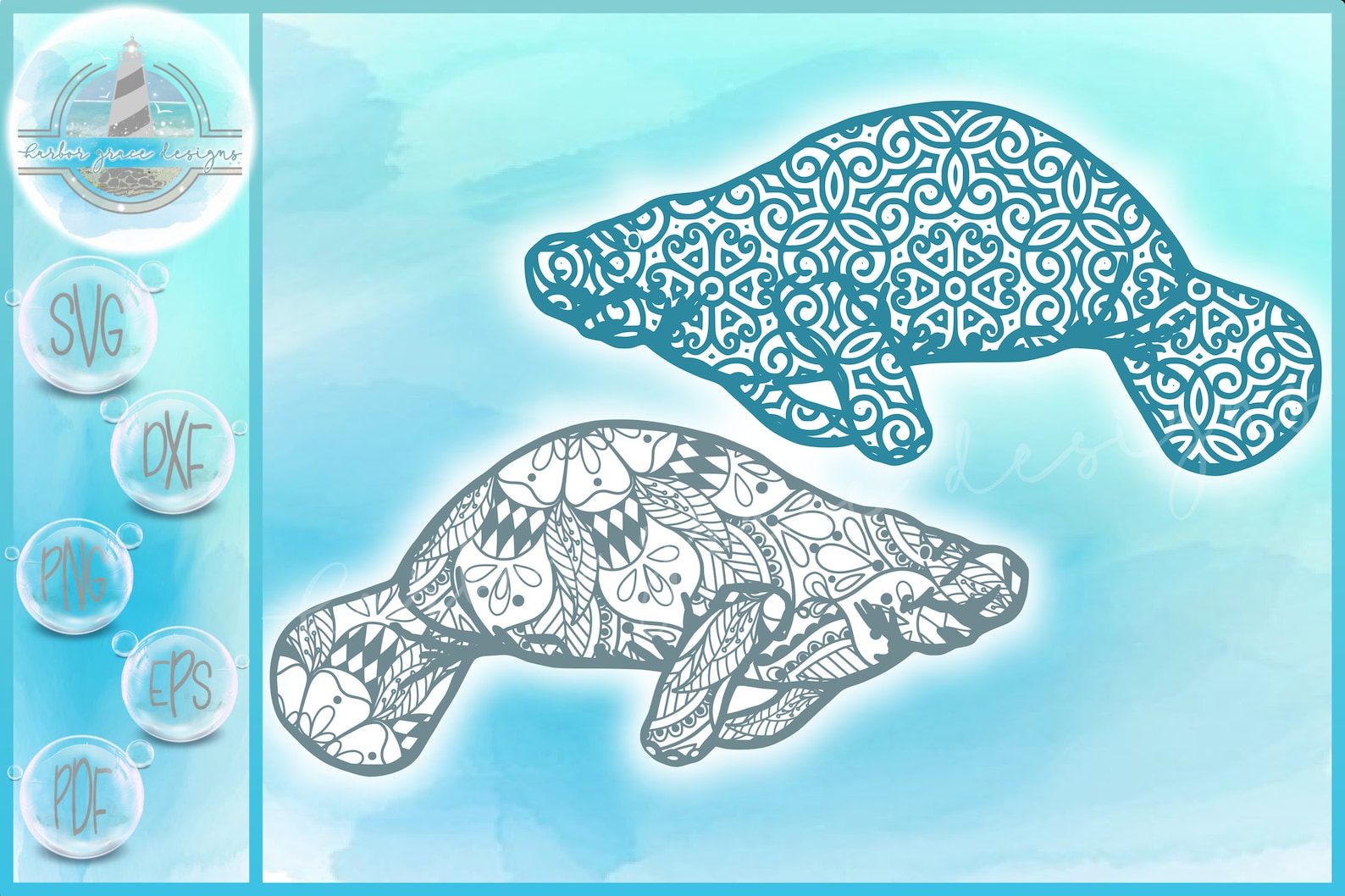 Manatee Mandala Zentangle SVG Files for Cricut Silhouette - Etsy
