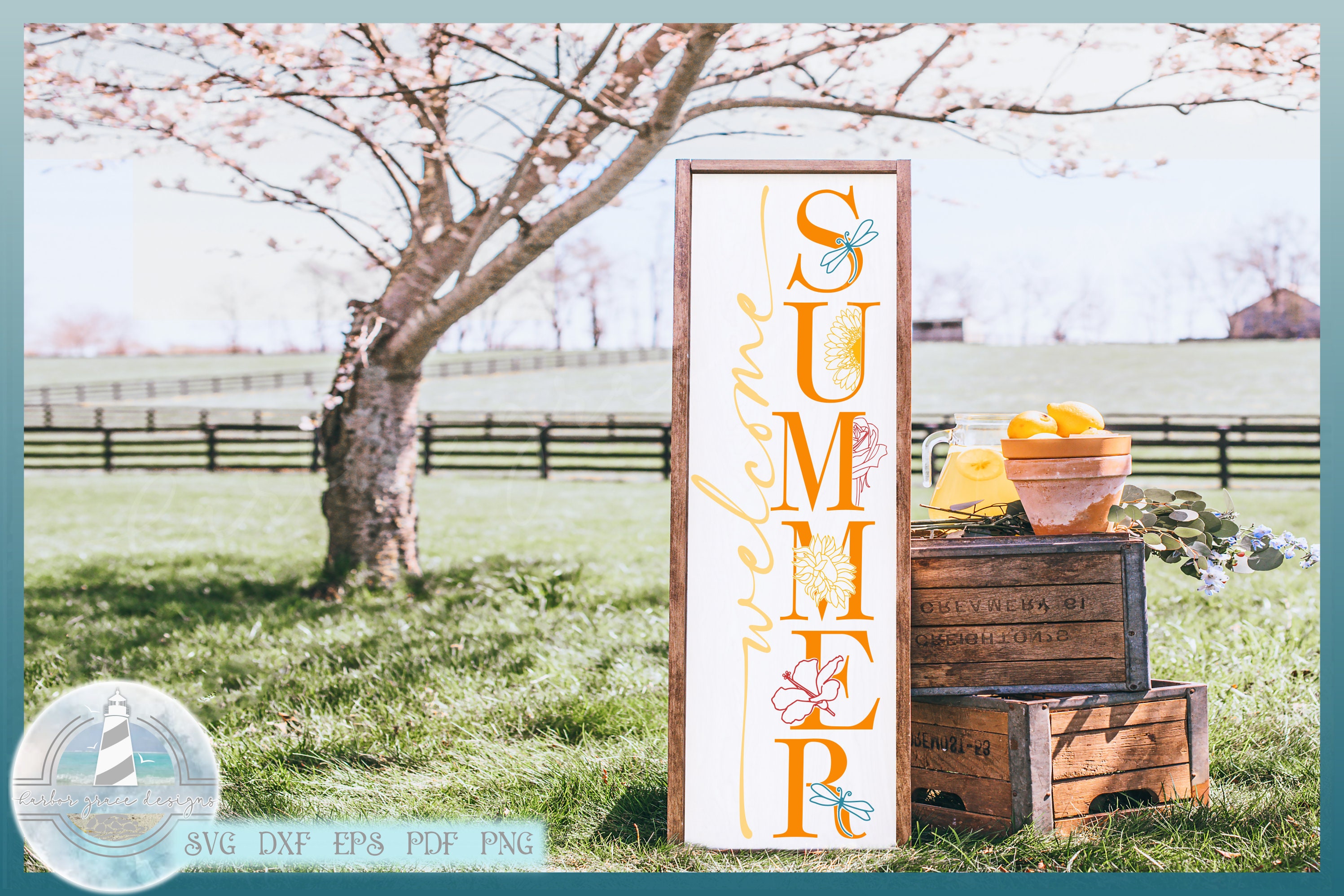 Welcome Summer with Flowers and Dragonflies Tall Vertical | Etsy