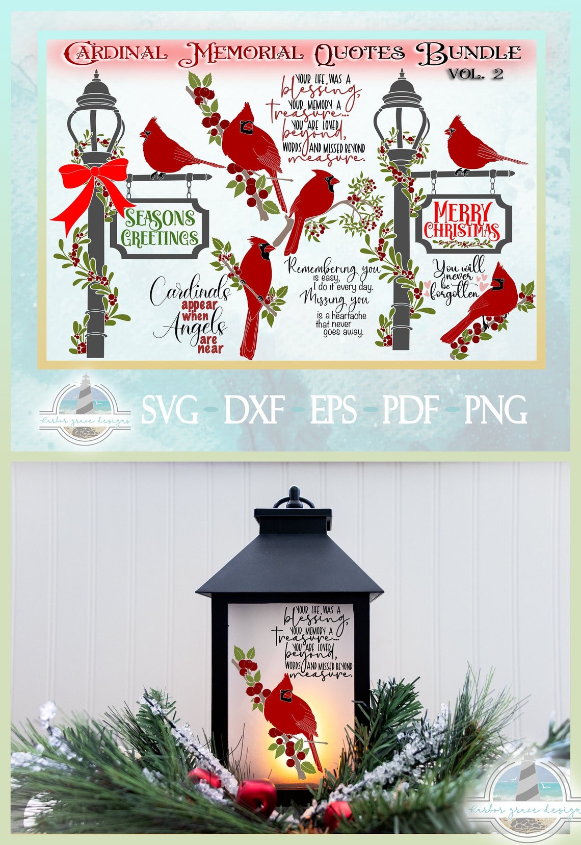 Cardinal Memorial Quote SVG Bundle Christmas Cardinal SVG - Etsy