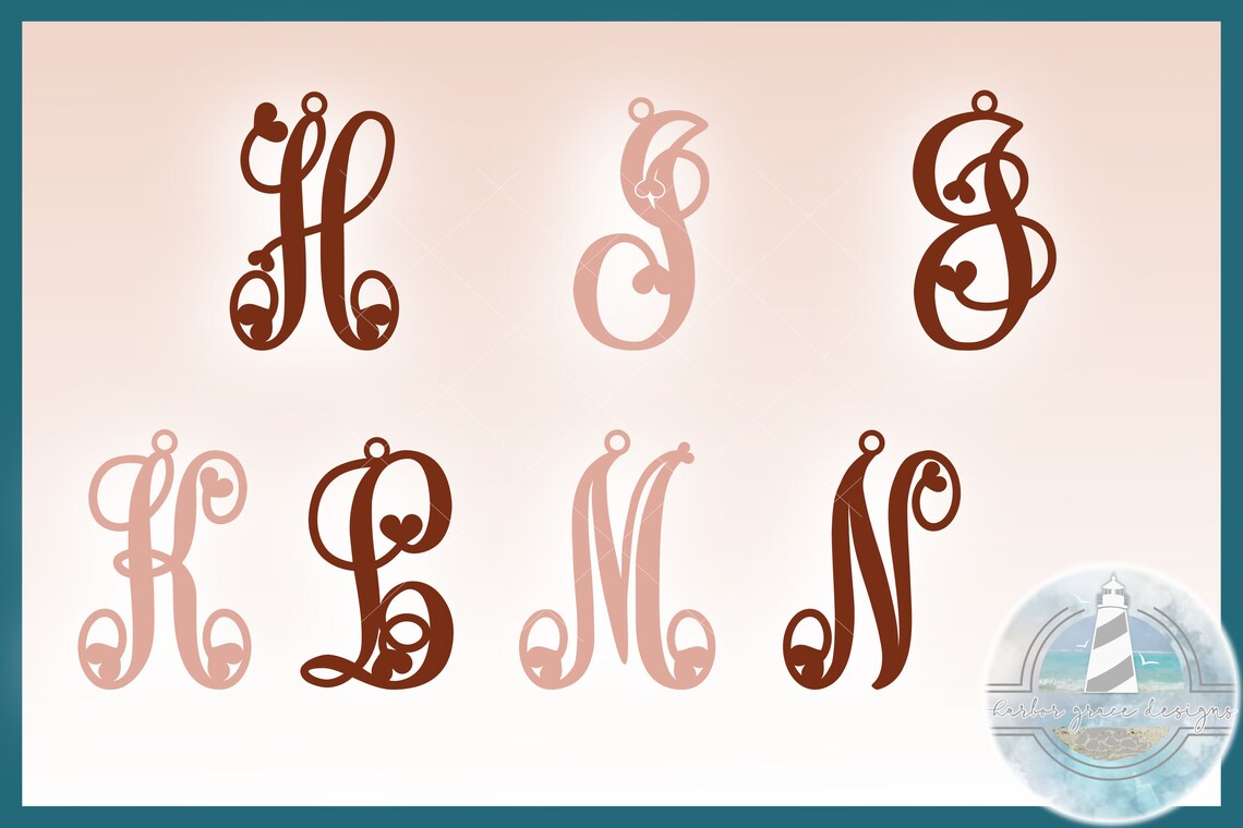 Monogram Initials With Hearts Earrings SVG Bundle | Faux Leather ...