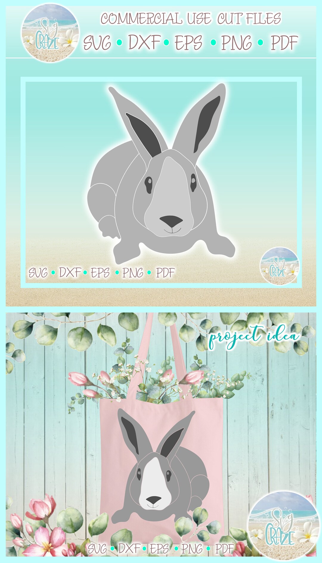 Easter Bunny Rabbit SVG Files for Cricut Silhouette - Dxf Eps Pdf Png ...