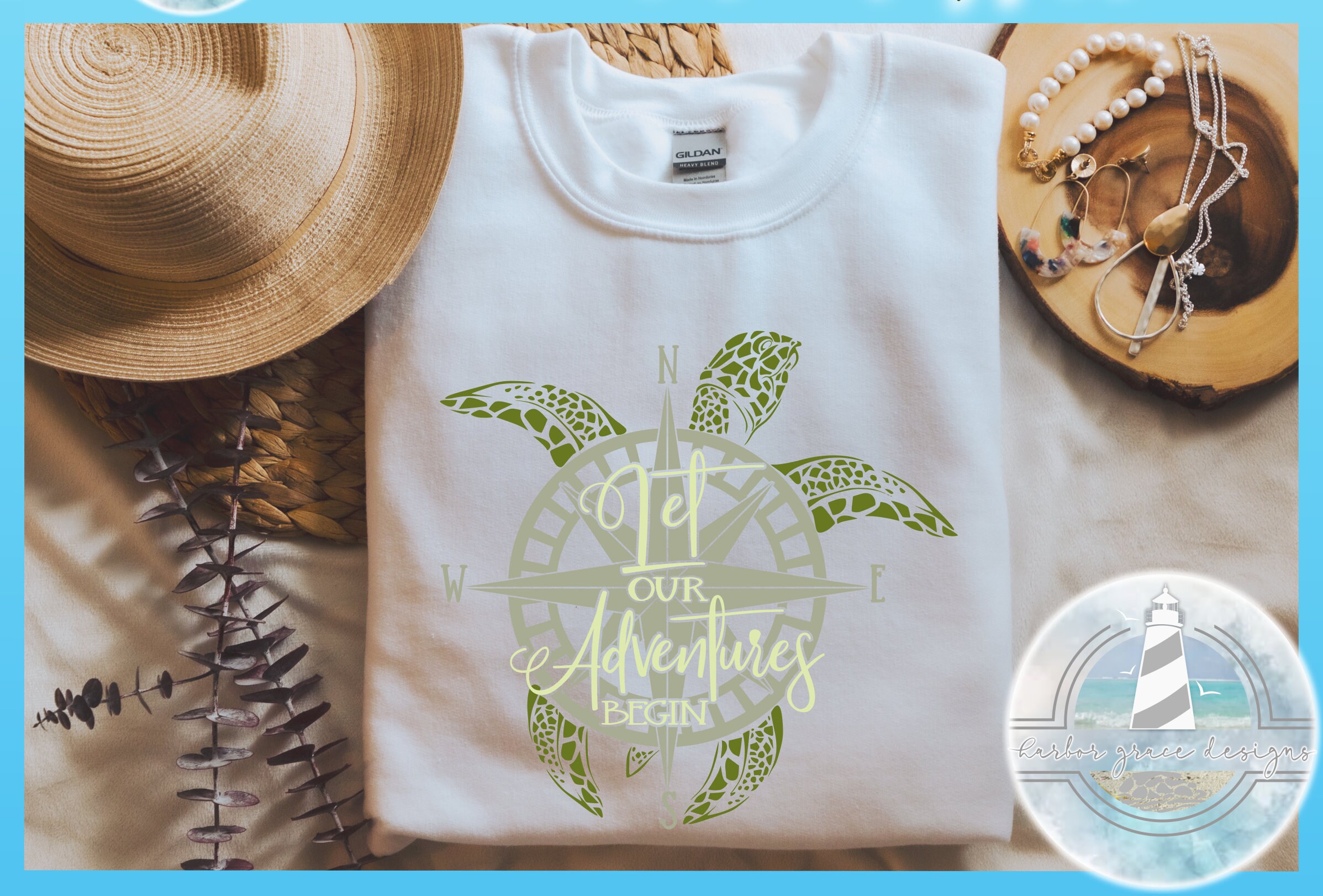 Sea Turtle Compass With Let Our Adventures Begin Quote SVG Files for ...
