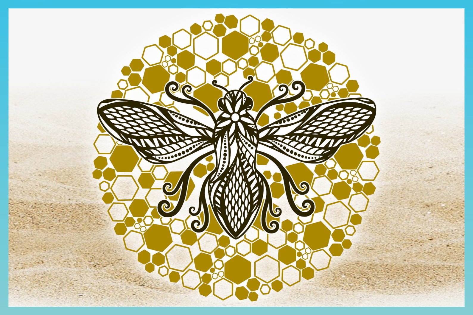 Bee Honeycomb Mandala Zentangle SVG Files for Cricut - Etsy