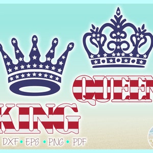 King and Queen Usa Flag Crown SVG Files for Cricut Silhouette - Dxf Eps ...