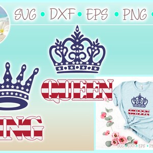 King and Queen Usa Flag Crown SVG Files for Cricut Silhouette - Dxf Eps ...